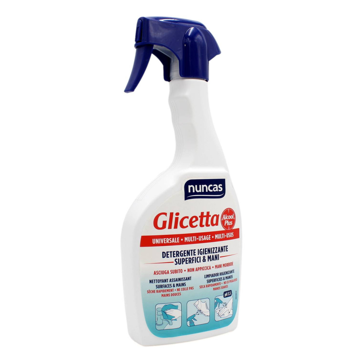 Nuncas Glicetta Detergente Igienizzante Superfici & Mani 500 Ml