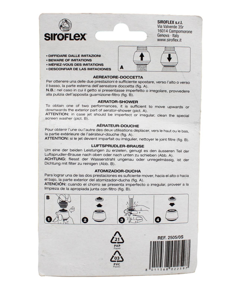 Siroflex Sirius Aereatore Doccetta Con Snodo 5 Cm