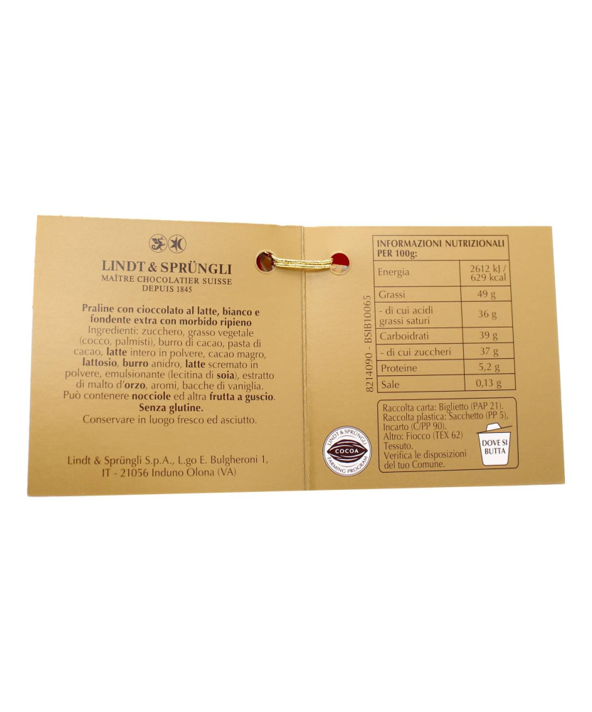 Lindt Sacchetto Lindor Latte, Bianco Ed Extra Fondente 330 Gr