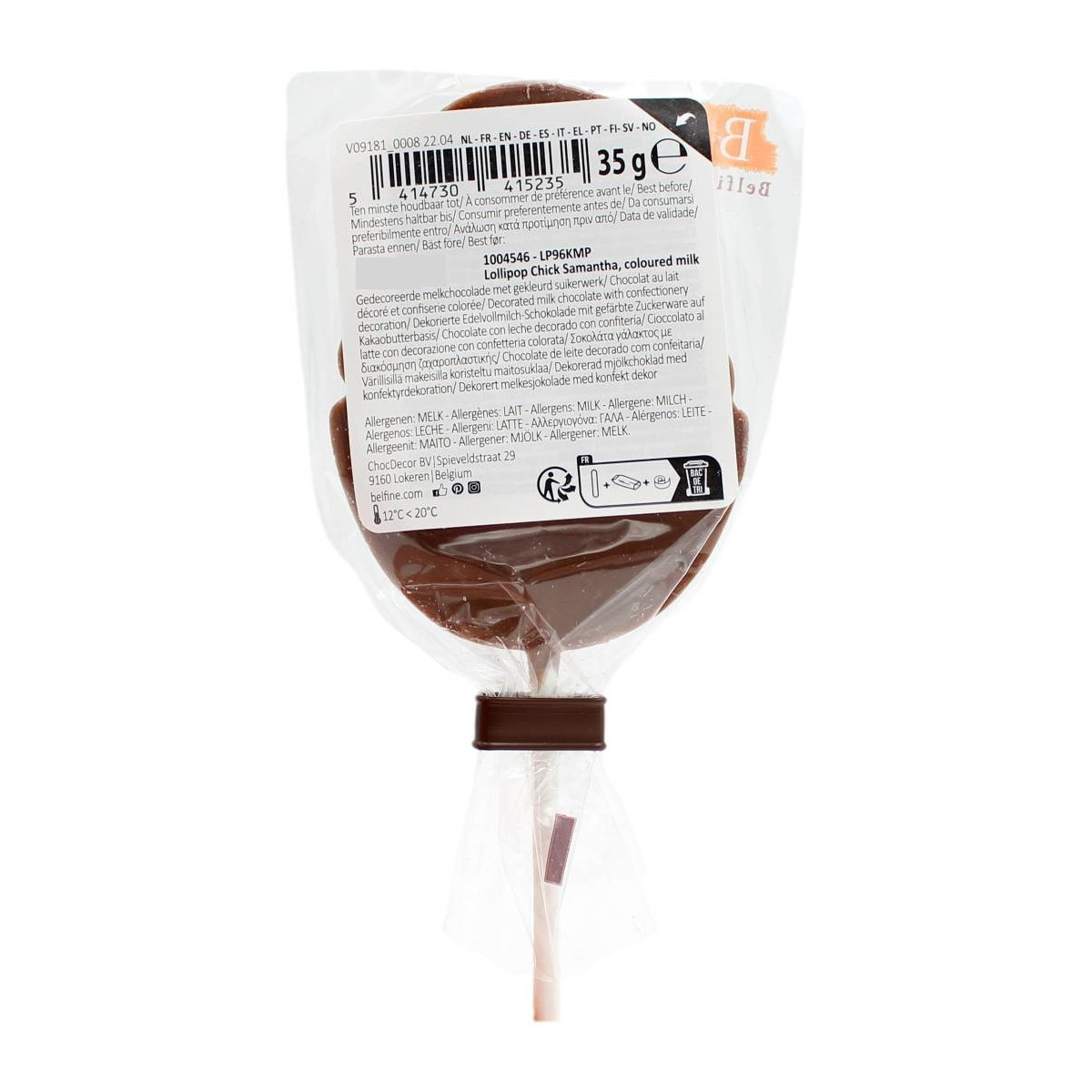 Belfine Lecca Lecca Di Cioccolato Pulcino Samantha 35 Gr