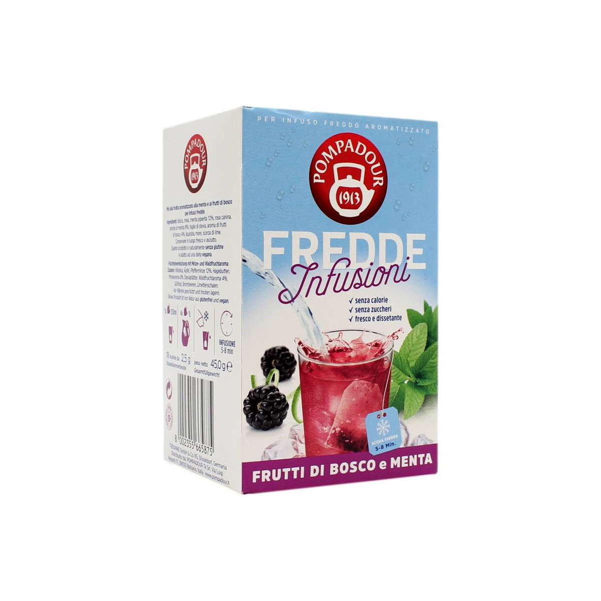 Pompadour Fredde Infusioni Frutti Di Bosco & Menta 18 Bustine