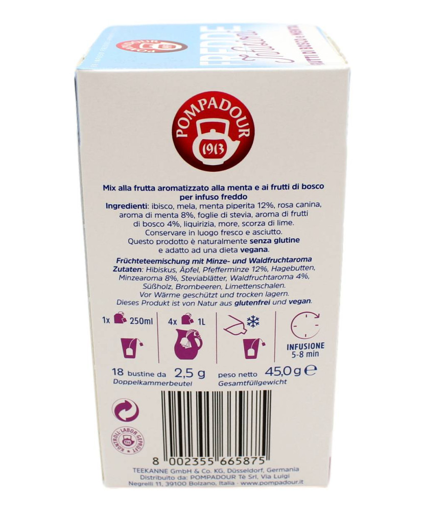 Pompadour Fredde Infusioni Frutti Di Bosco & Menta 18 Bustine